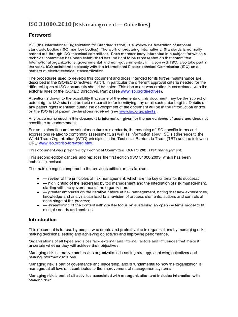 MCQ 10 Marks Iso 31000 2018 Risk Management Guideline | PDF | Risk ...