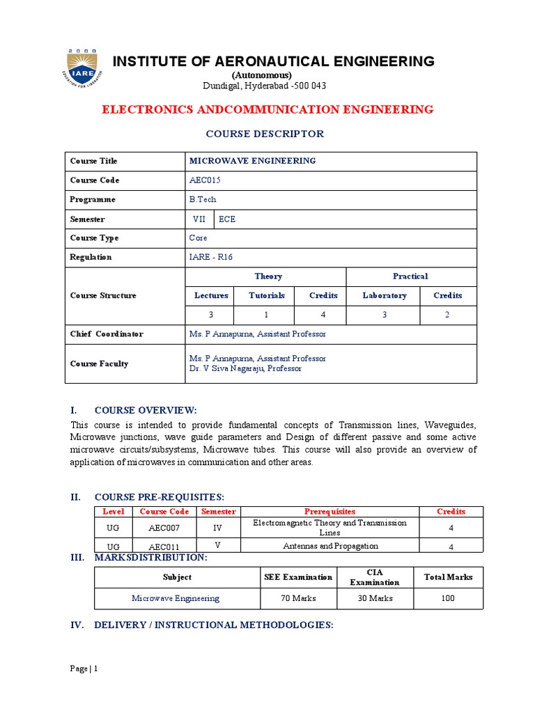 Ece Vii Sem Aec015 Mwe CD | PDF | Waveguide | Microwave