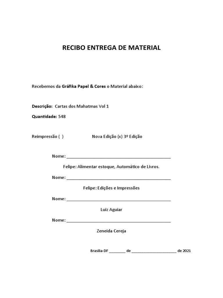 Recibo Entrega de Material | PDF