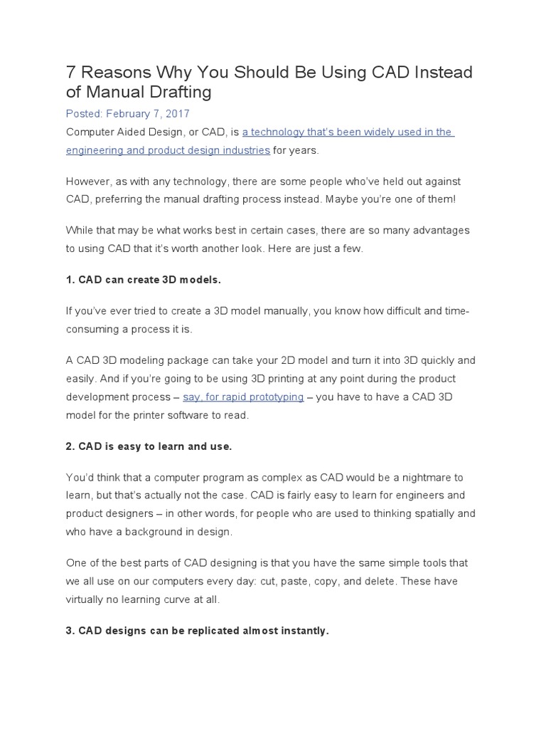 Benefits of CAD Over Manual Design - Internet Search 3 - 7 Reasons Why ...