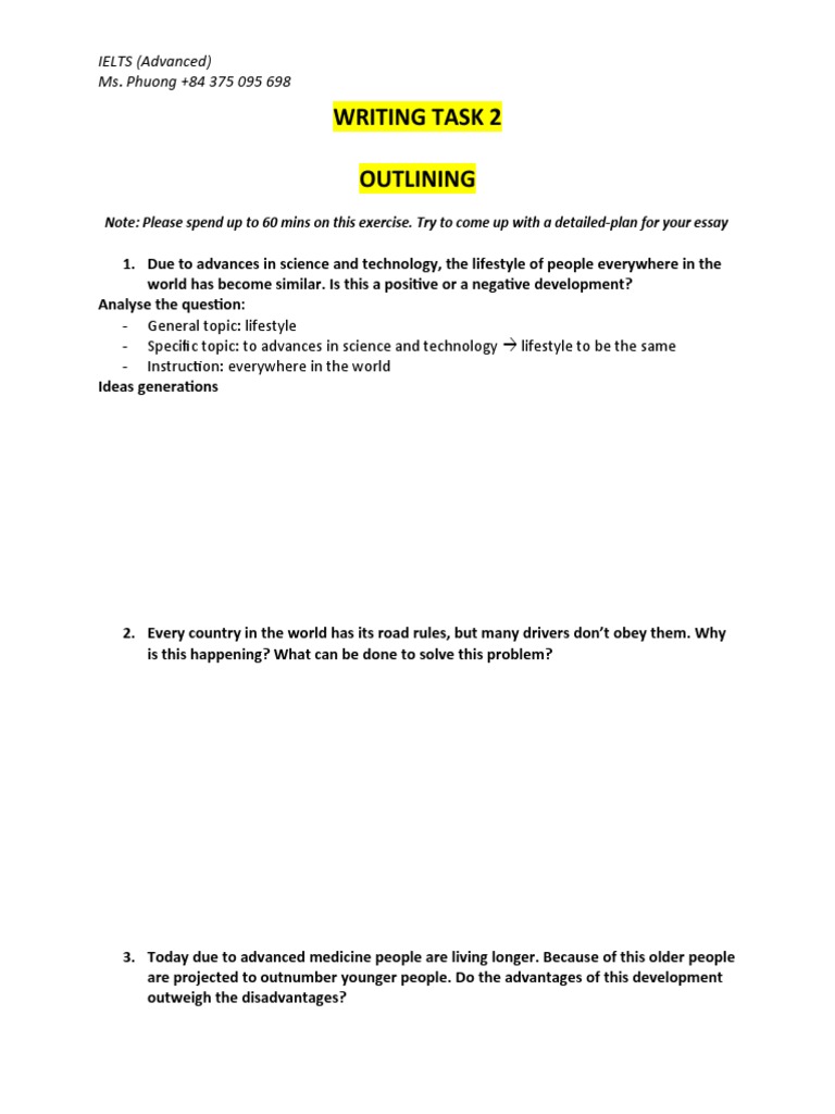 Ielts Advanced Writing Task 2 Outline | PDF