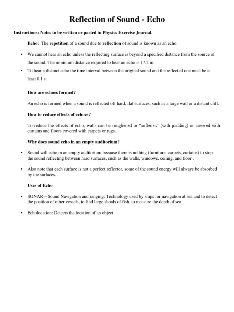 Reflection of Sound - How Echoes Form and Methods to Calculate Sound ...