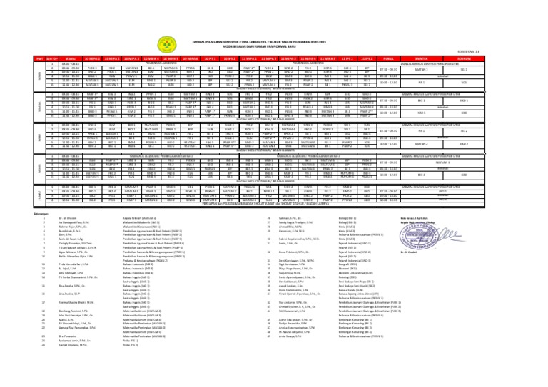 Jadwal Mapel 2020-2021 Semester 2 Moda BDR - Siswa 1.8 | PDF