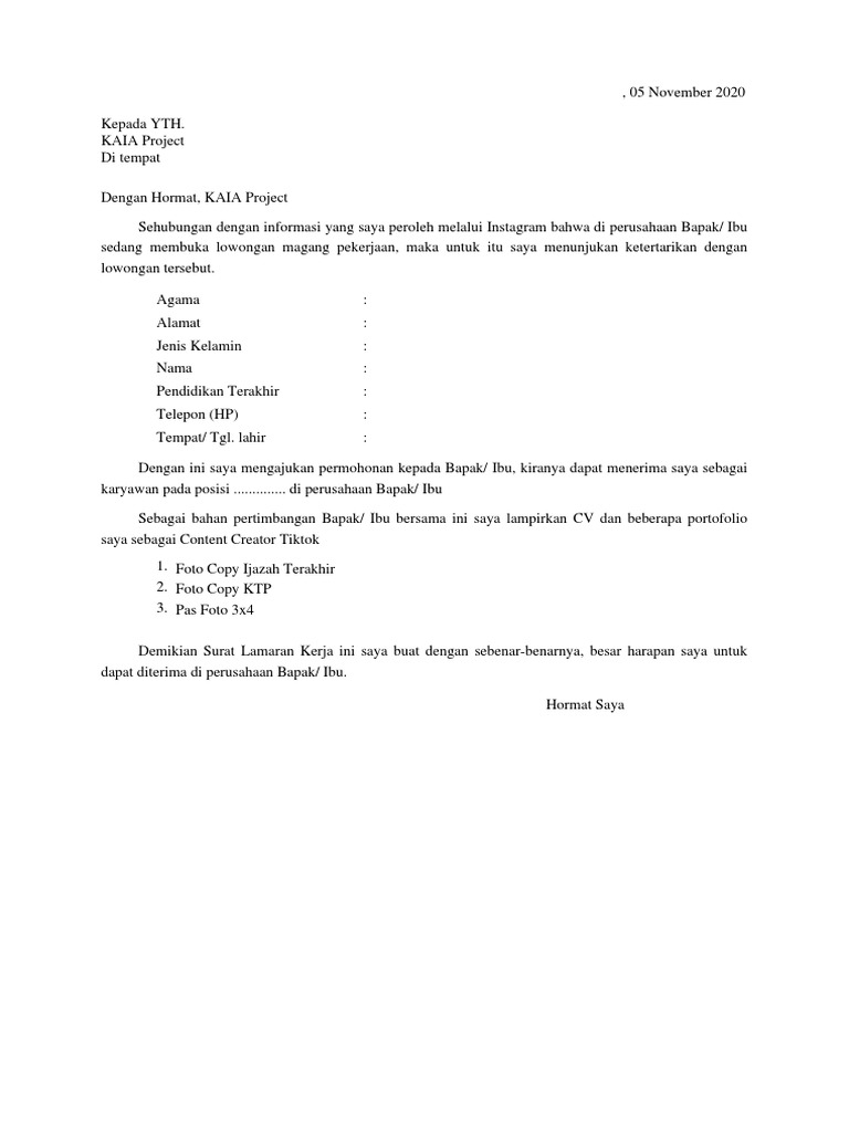 Cetak Surat Lamaran Pekerjaan (SLP) | PDF