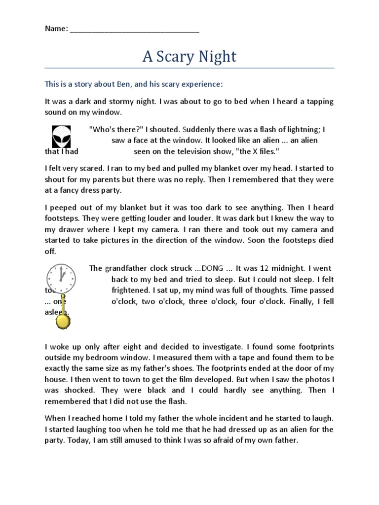 A Scary Night Fun Activities Games Reading Comprehension Exercis 50308 ...