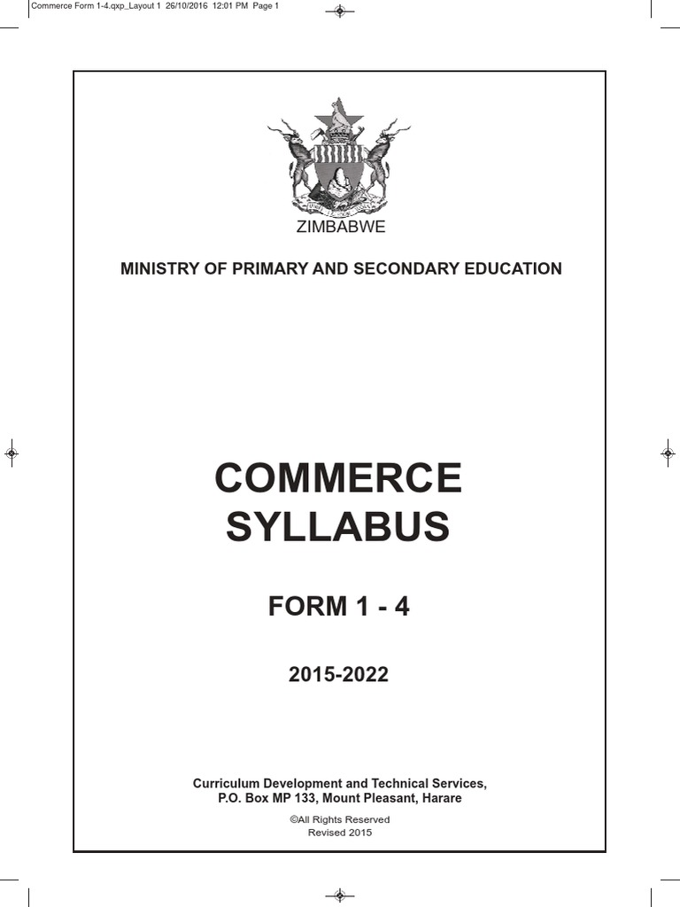 Commerce Syllabus: Form 1 - 4 | PDF | Learning | Warehouse