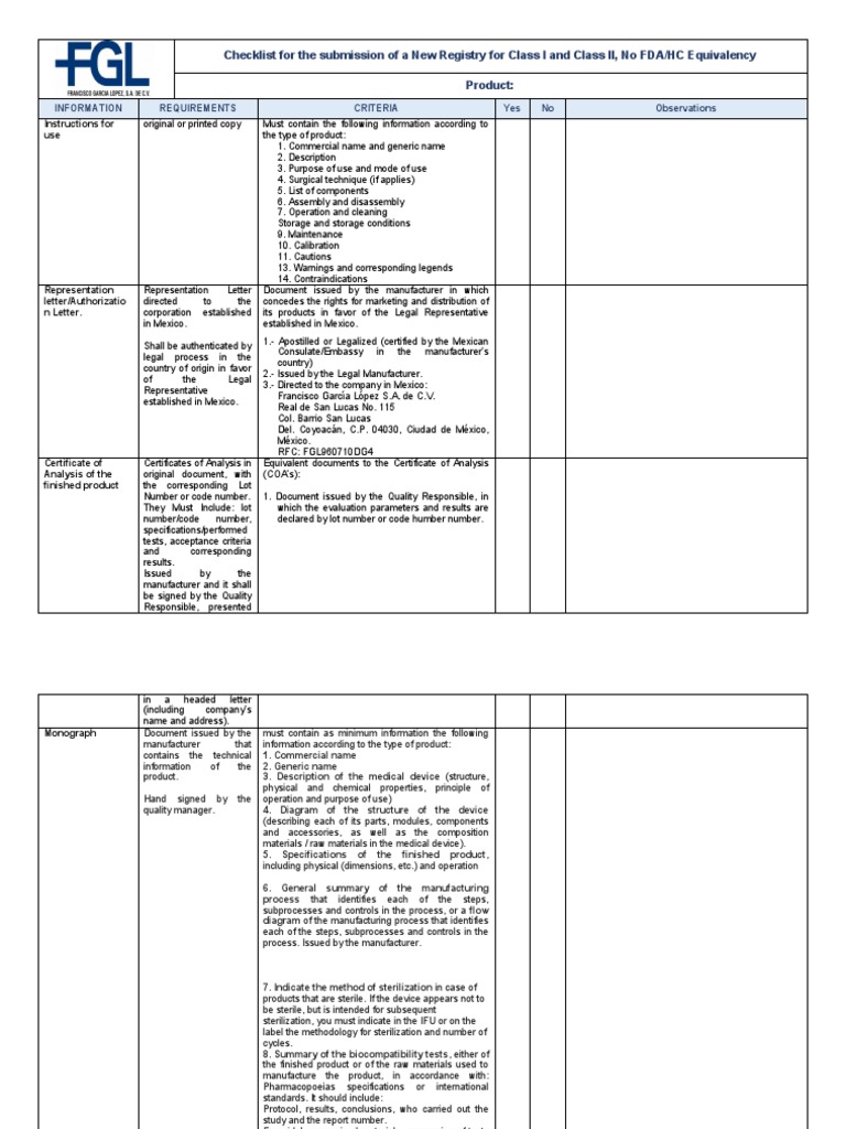 Checklist Health Canada English Version | PDF | Specification ...