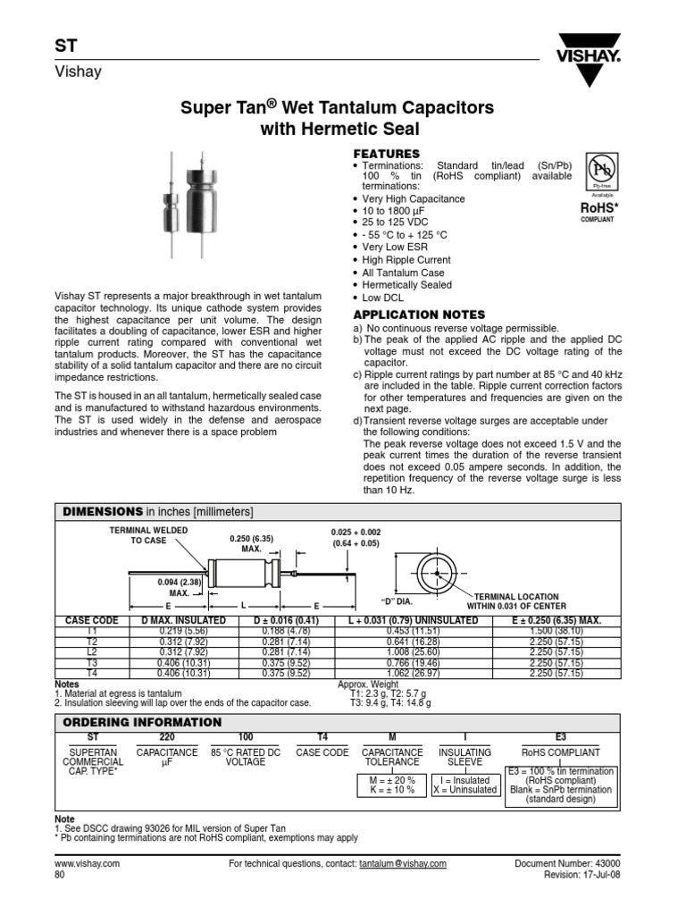 Datasheet | PDF | Capacitor | Electromagnetism