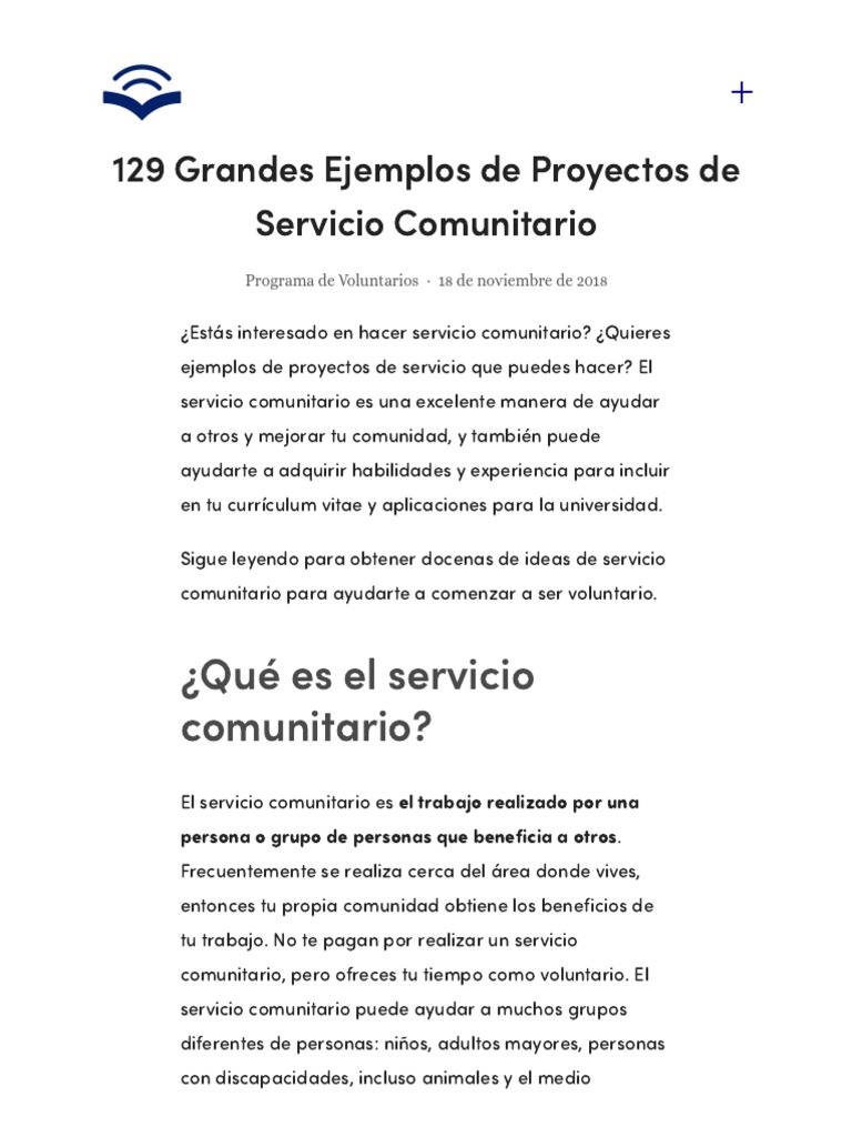 129 Grandes Ejemplos de Proyectos de Servicio Comunitario - Fundación Lontananza | PDF