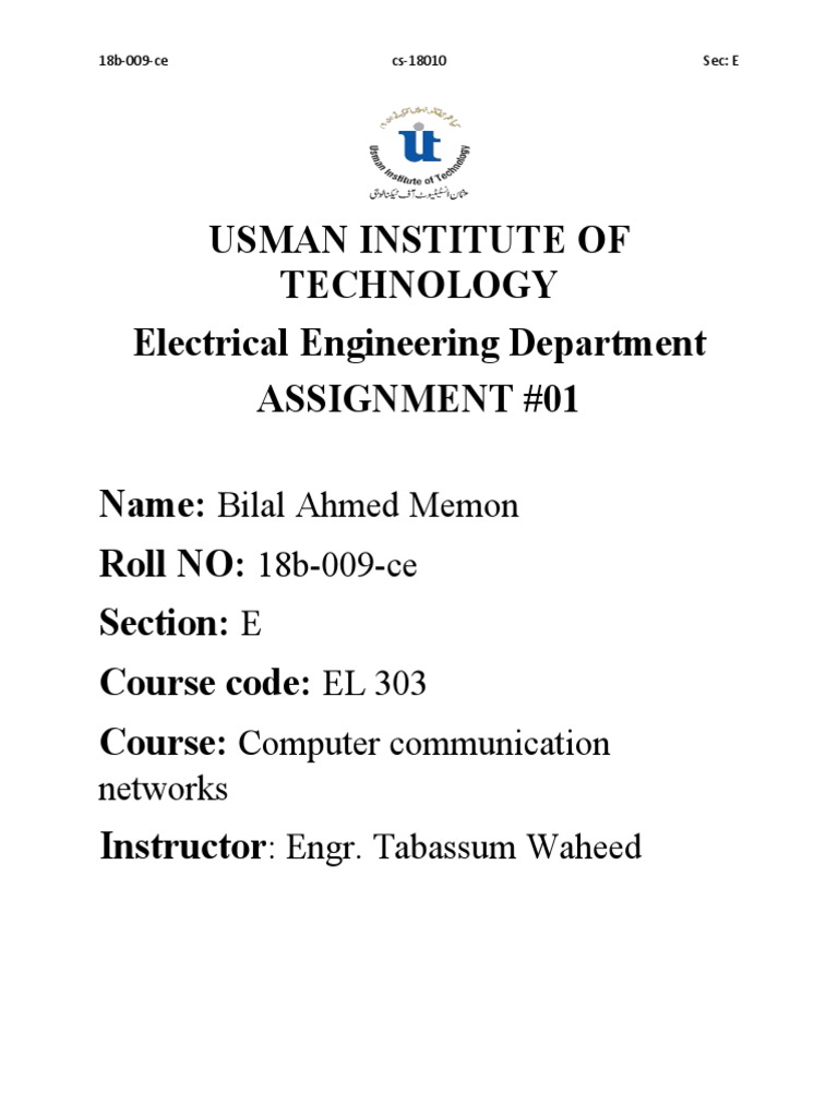 Usman Institute of Technology Electrical Engineering Department ...
