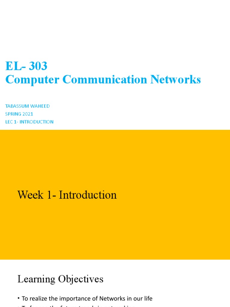 EL 303 SP 21 CCN LEC1 Introduction | PDF | Network Topology | Computer Network