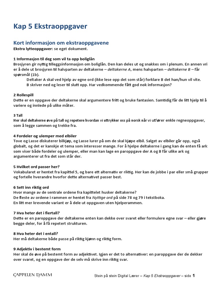 Kap 5 Ekstraoppgaver Word | PDF