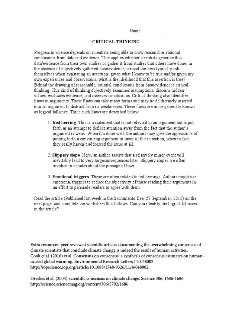 Analysis of Logical Fallacies in a Newspaper Article Denying the ...