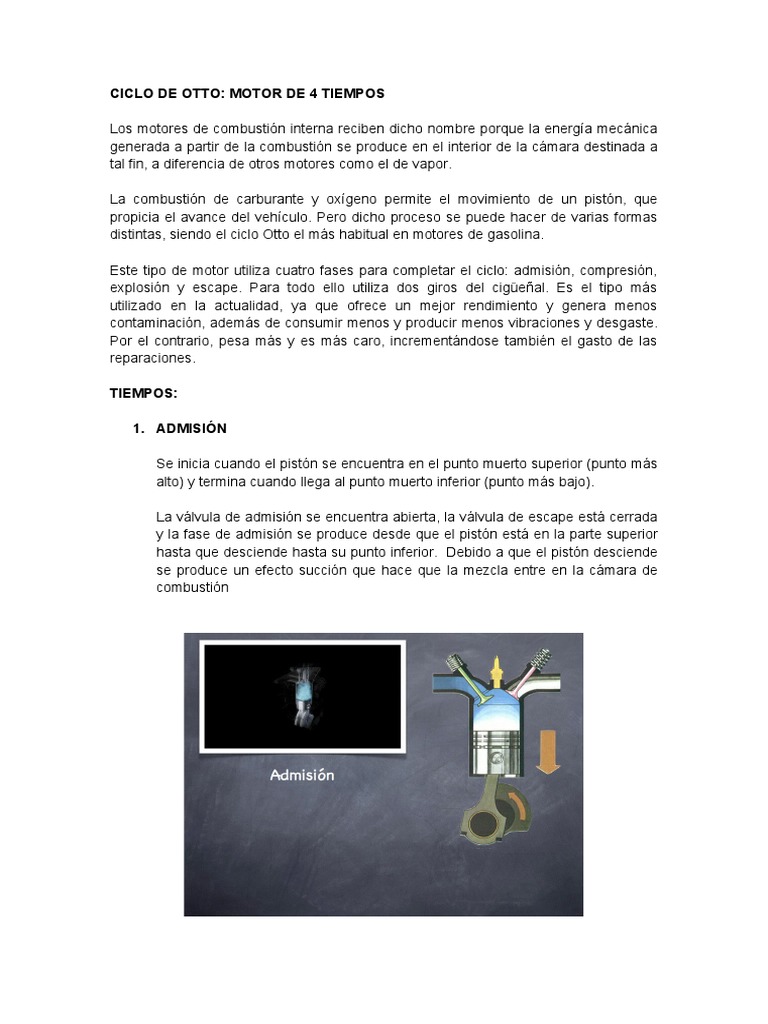 Ciclo de Otto 4 Tiempos | PDF | Motor de combustión interna | Pistón