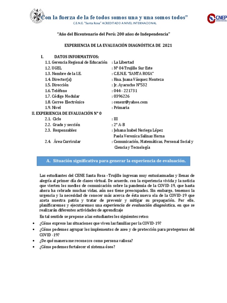 Modelo De Evaluacion Diagnostica Pdf Las Emociones Cognición 7429