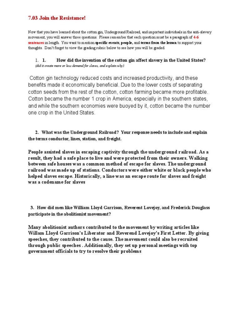 7.03 Join The Resistance!: 4-6 Sentences | PDF | Social Science