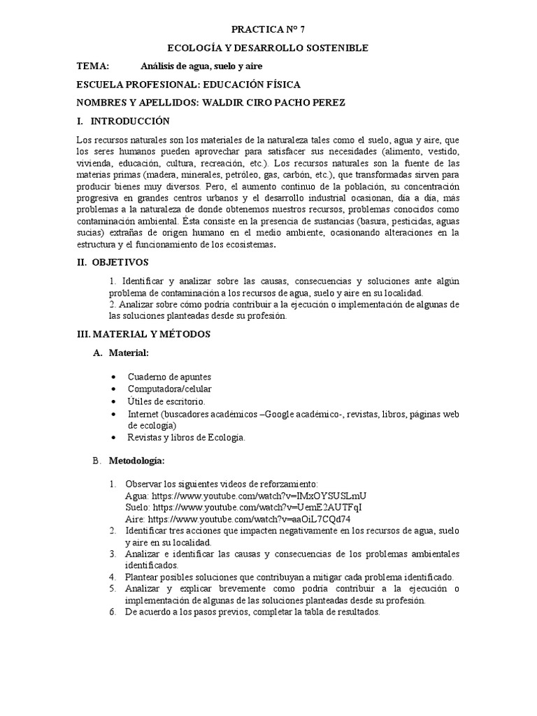 Practica 7 | PDF | Contaminación | Agua