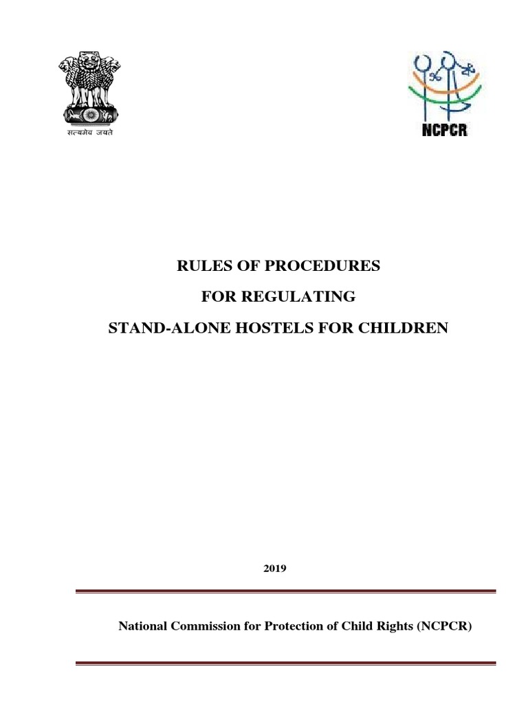 Child Hostel Regulation Guidelines | PDF | Hygiene | Sanitation