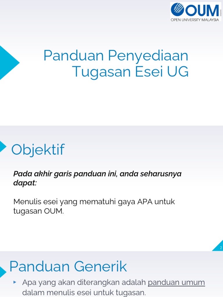 2panduan Penyediaan Tugasan Esei (UG) | PDF