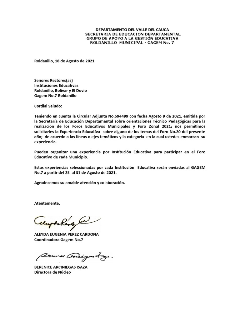 Oficio Rectores Foro Educativo | PDF