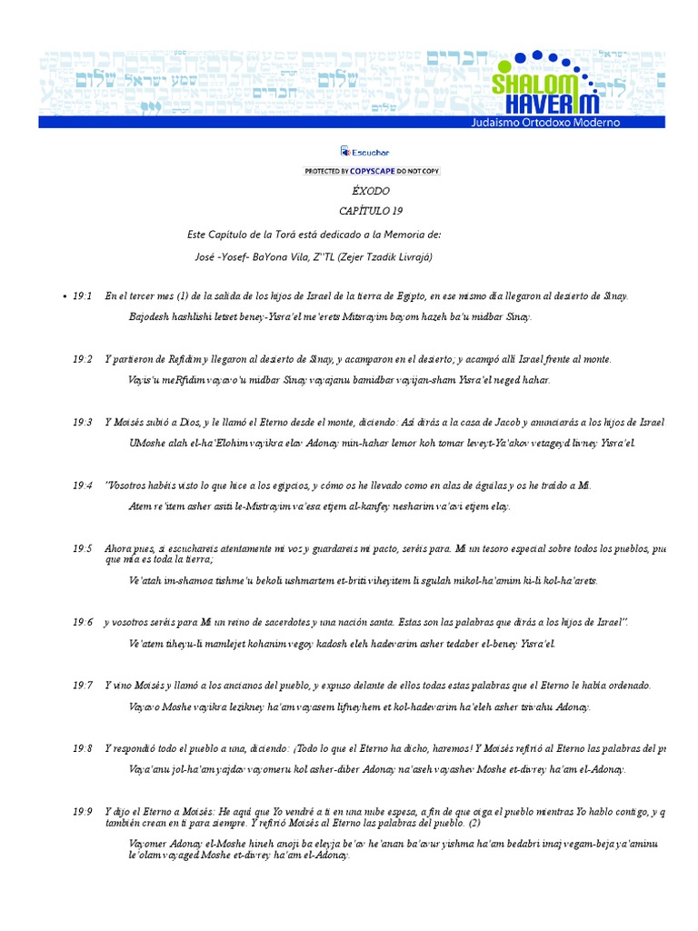 Shemot - Exodo - Capitulo 19 | PDF | Moisés | Libro del éxodo