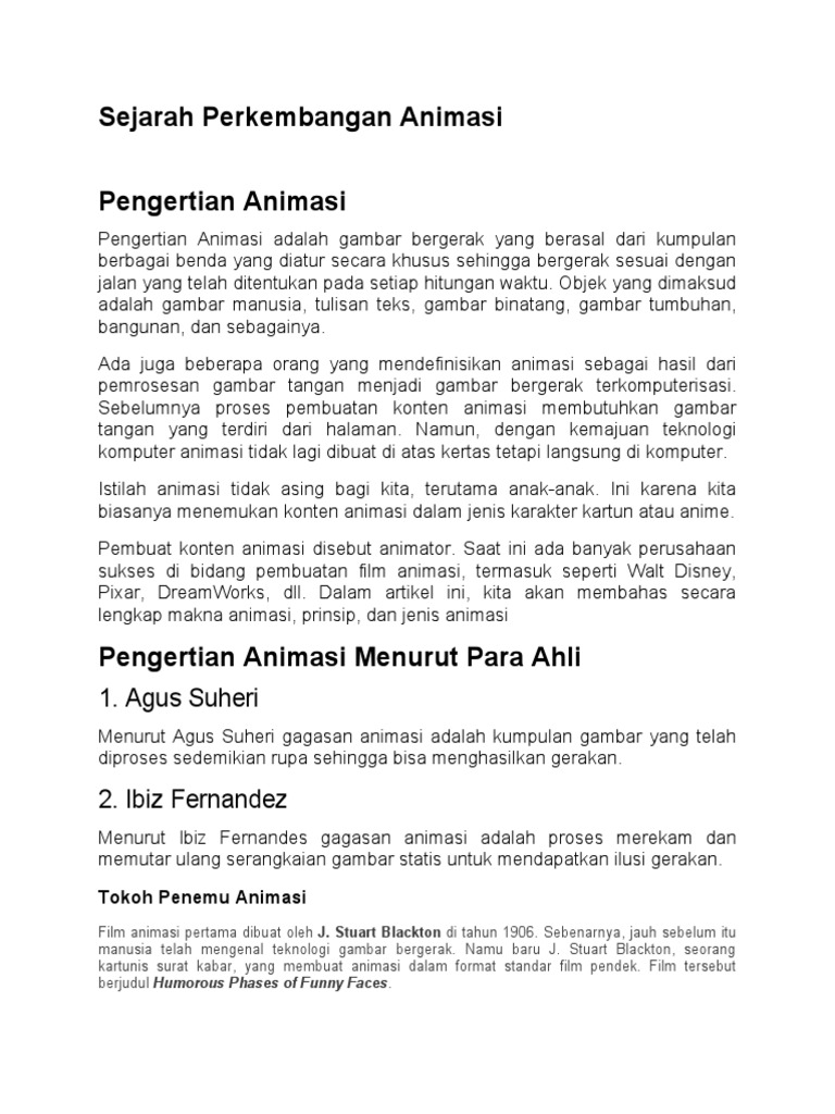 Word Sejarah Animasi (Minggu 1) | PDF | Dewasa Muda