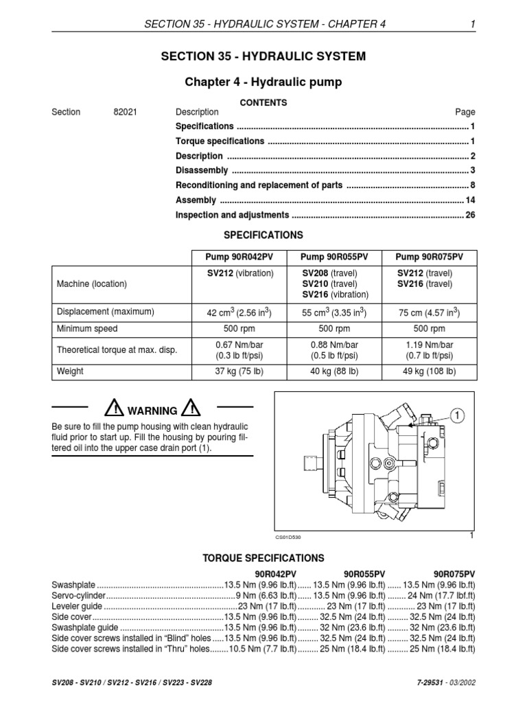 Section 35 - Hydraulic System Chapter 4 - Hydraulic Pump | PDF | Piston ...