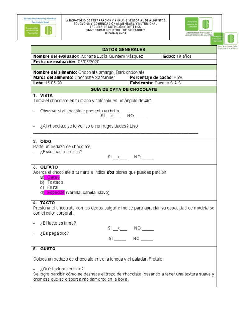 Cata Chocolate - Adriana Quintero | PDF | Chocolate | Gusto