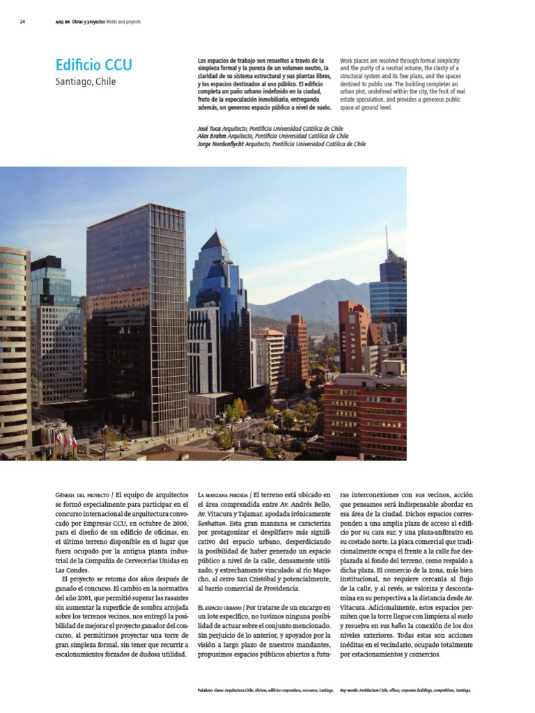 Edificio CCU: Santiago, Chile | PDF | Santiago | Bienes raíces