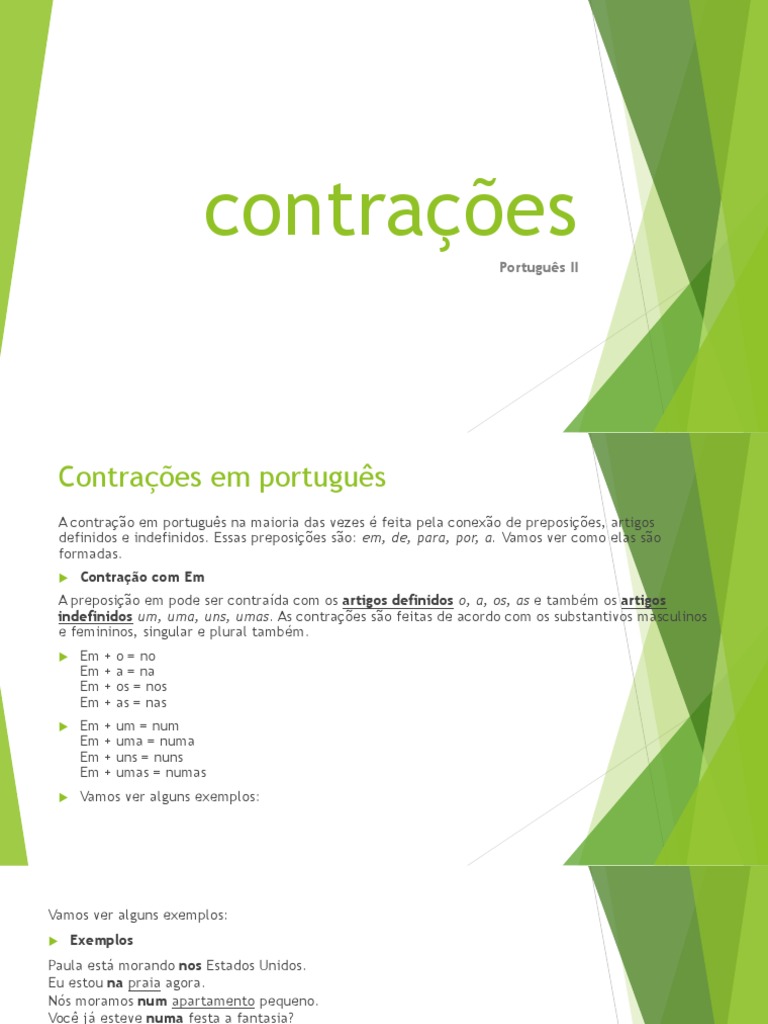 Contrações e Pronomes Oblicuos BAS II | PDF | Preposição e posposição ...