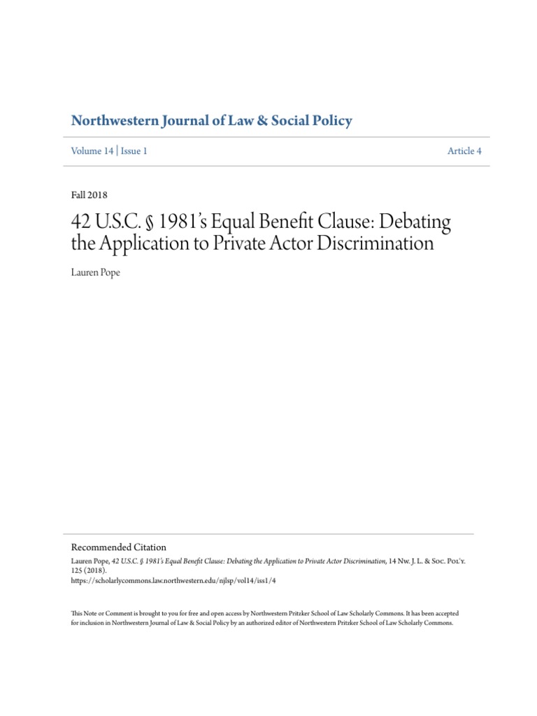 42 U.S.C. 1981 - S Equal Benefit Clause | PDF | Justice | Crime & Violence