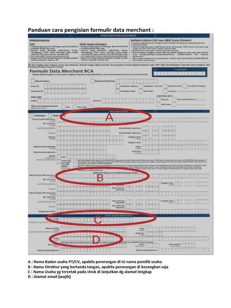 Panduan Cara Pengisian Formulir Data Merchant-1 | PDF