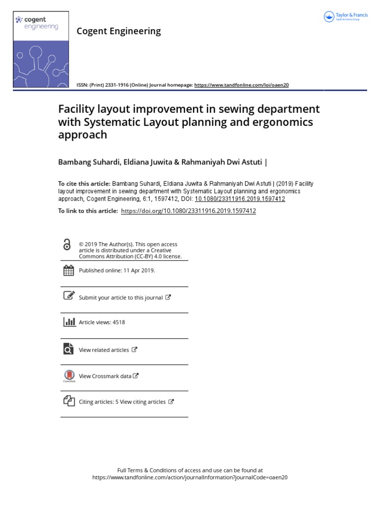 Facility Layout Improvement in Sewing Department With Systematic Layout ...