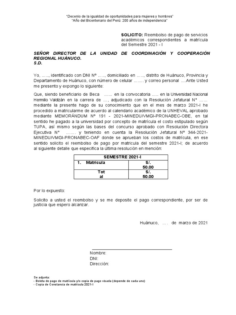 Modelo de Solicitud Beca Traslado | PDF