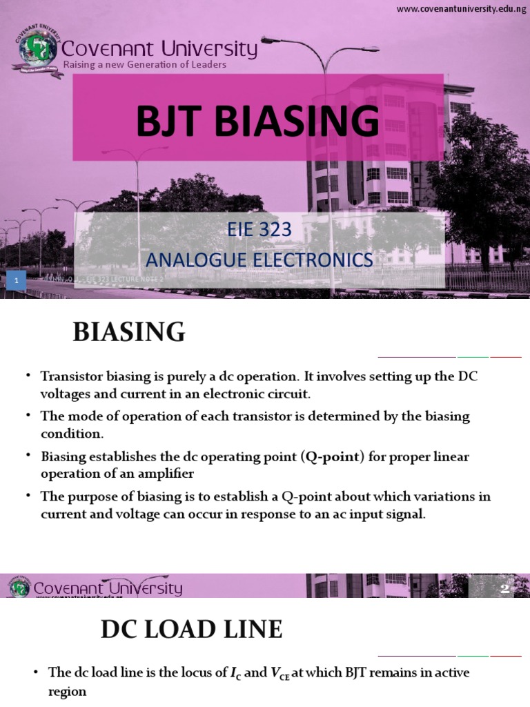 BJT Biasing: EIE 323 Analogue Electronics | PDF | Bipolar Junction ...