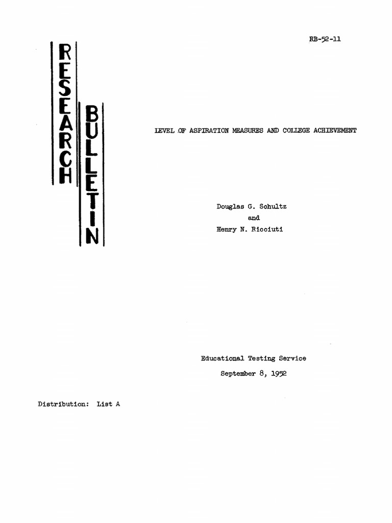 Level of Aspiration | PDF | Correlation And Dependence | Test (Assessment)
