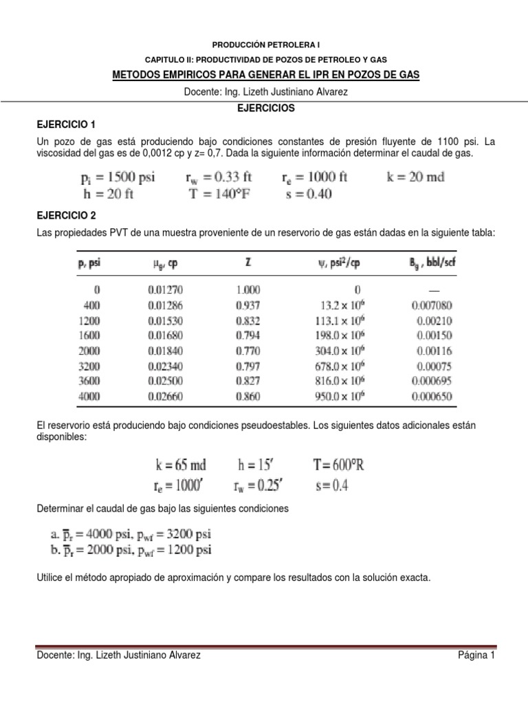 Practica Metodos de Determinación de Ipr-Gas | PDF | Física Aplicada e ...