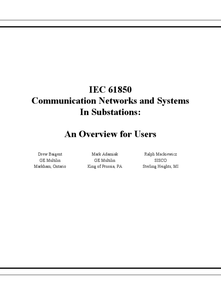 Iec 61850 - Communication Networks and Systems in Substations | PDF ...