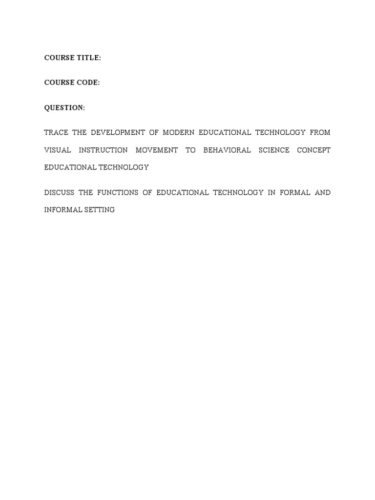 Assignment On Educational Technology | PDF | Educational Technology ...