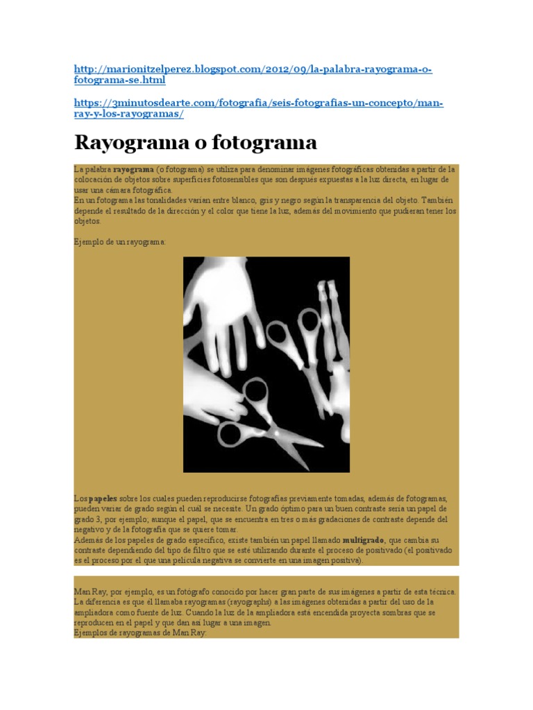 Rayograma - Man Ray | PDF | Radiación electromagnética | Imagen