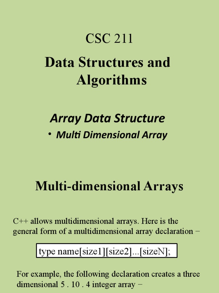 Multi-Dimensional Arrays | PDF | Array Data Structure | Array Data Type