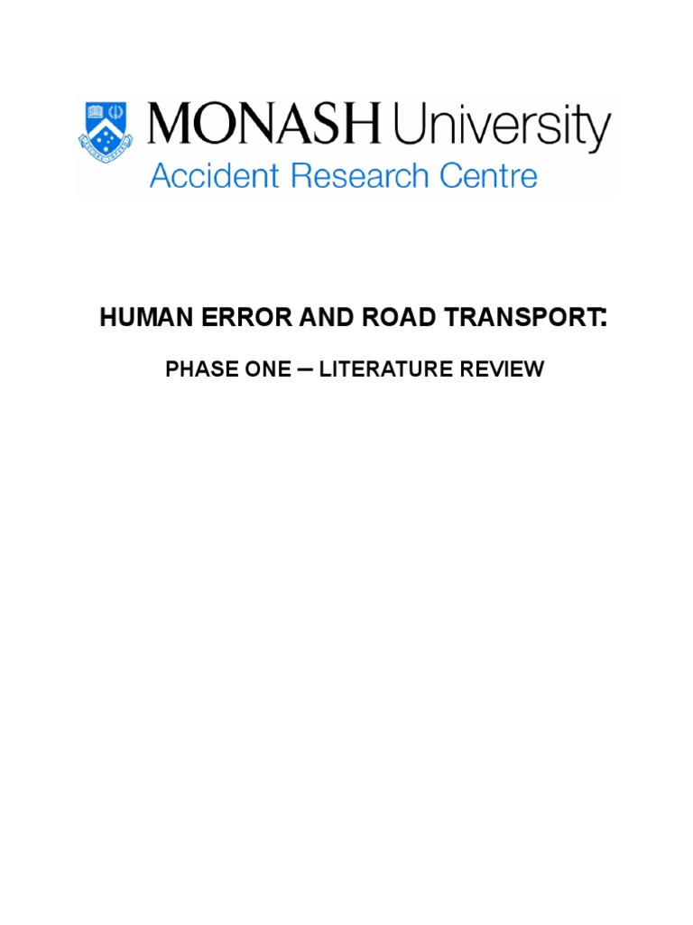Human Error and Road Transport Phase One A Framework For An Error ...