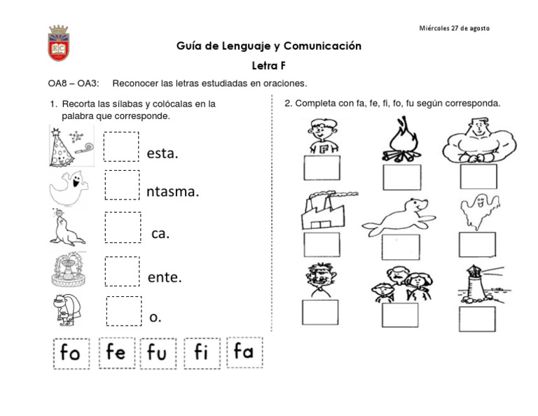 Actividades con la letra F para imprimir | PDF