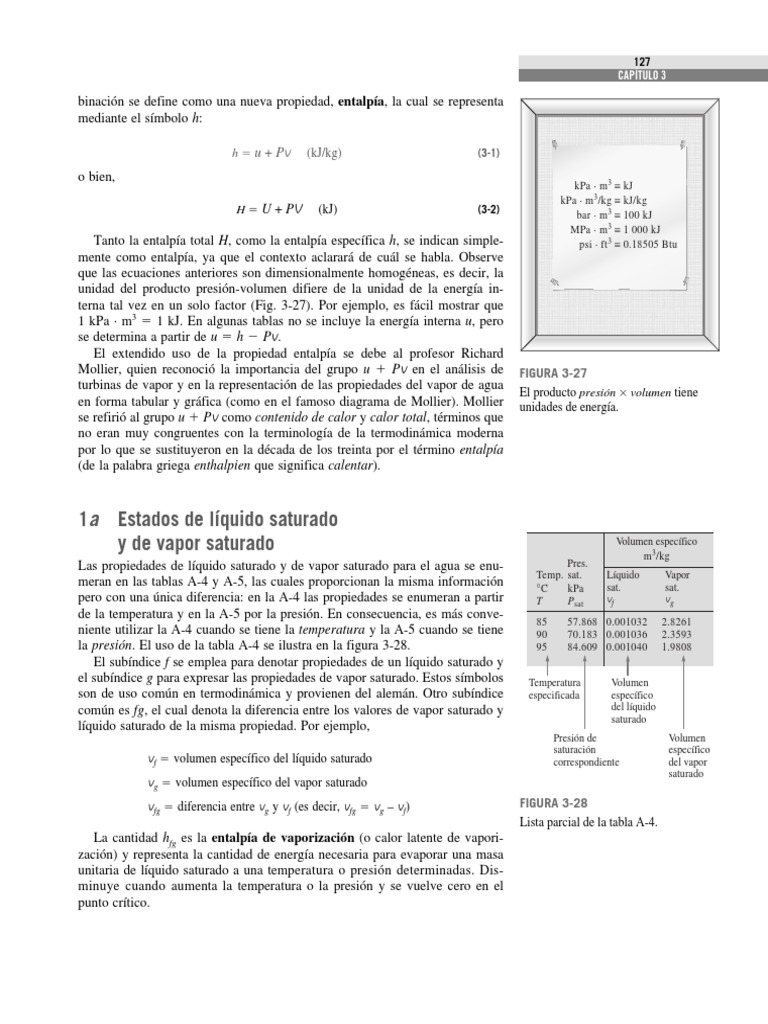 Estados de Liquido Saturado y de Vapor Saturado | PDF | Entalpía | Vapor