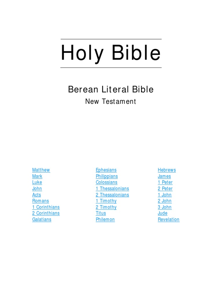 Berean Literal Bible - NT | PDF | Bible Content | John The Baptist
