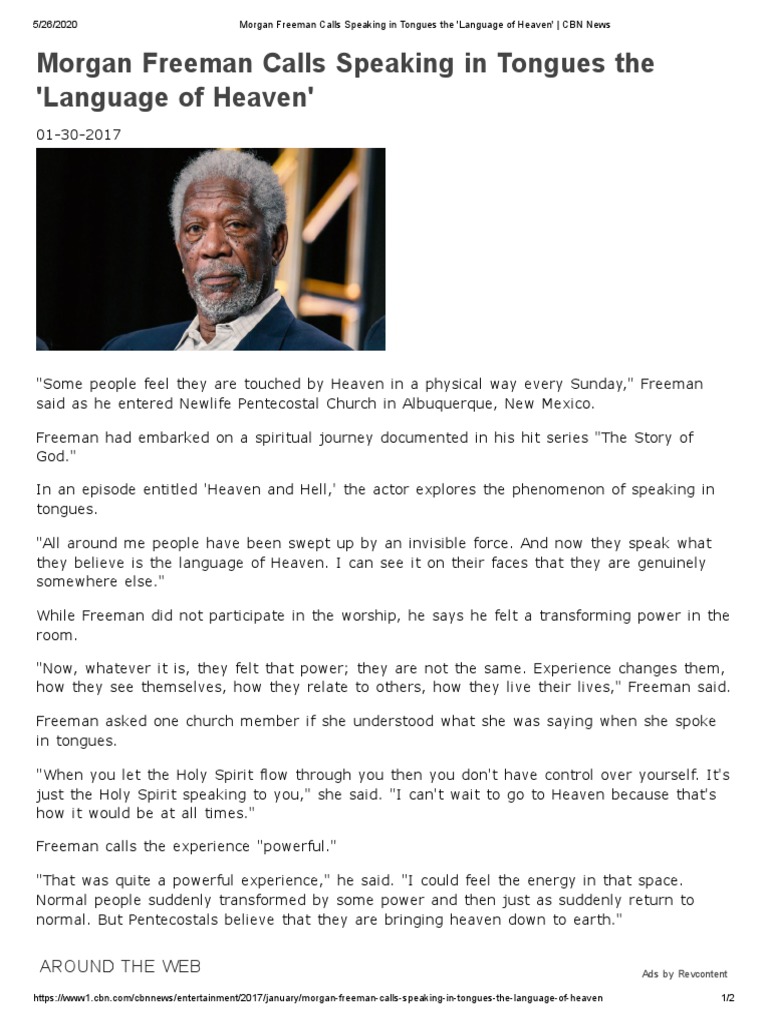 Morgan Freeman Calls Speaking in Tongues The 'Language of Heaven' - CBN ...