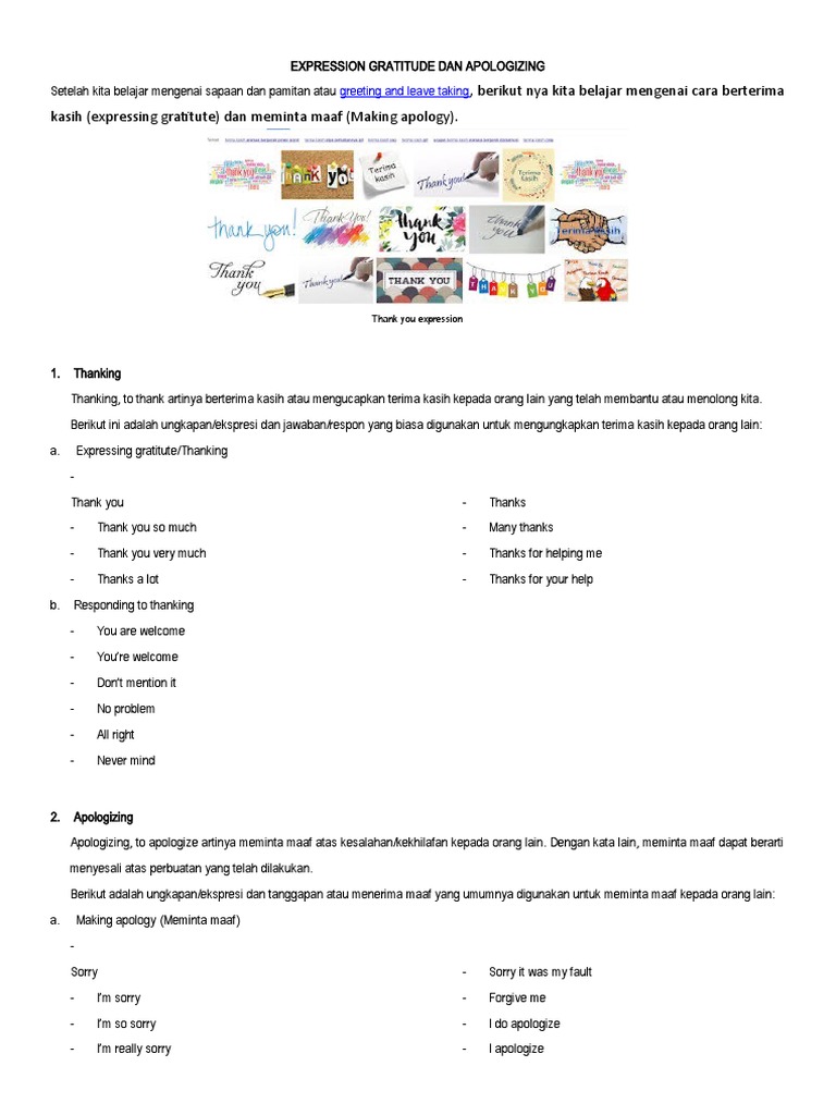 Expression Gratitude Dan Apologizing | PDF