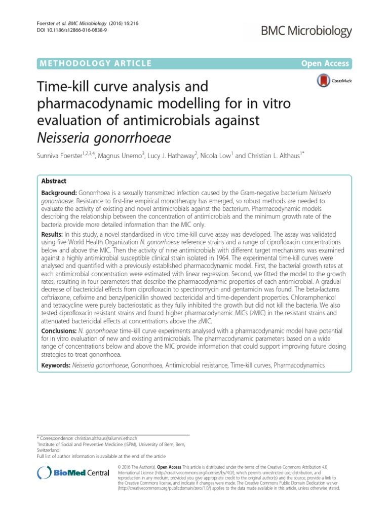 Time-Kill Curve Analysis and Pharmacodynamic Modelling For in Vitro ...