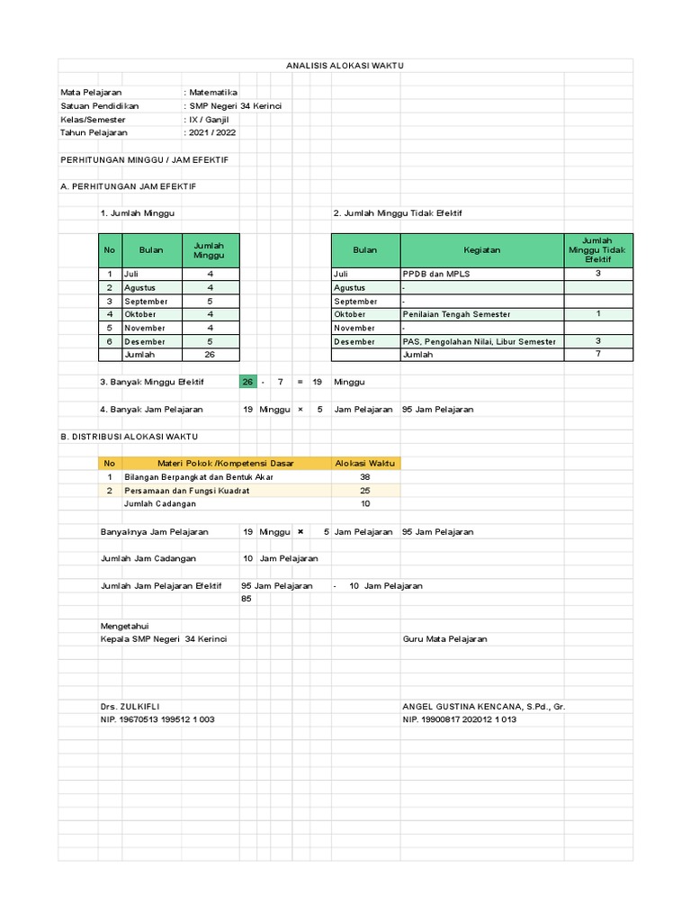 KALENDER PENDIDIKAN - Analisis Alokasi Waktusmpn 34 KRC | PDF