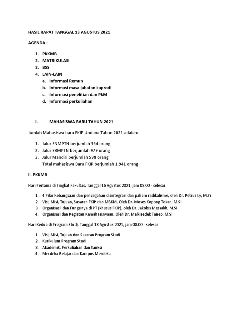 Tema PKKMB Mahasiswa Baru 2021 | PDF
